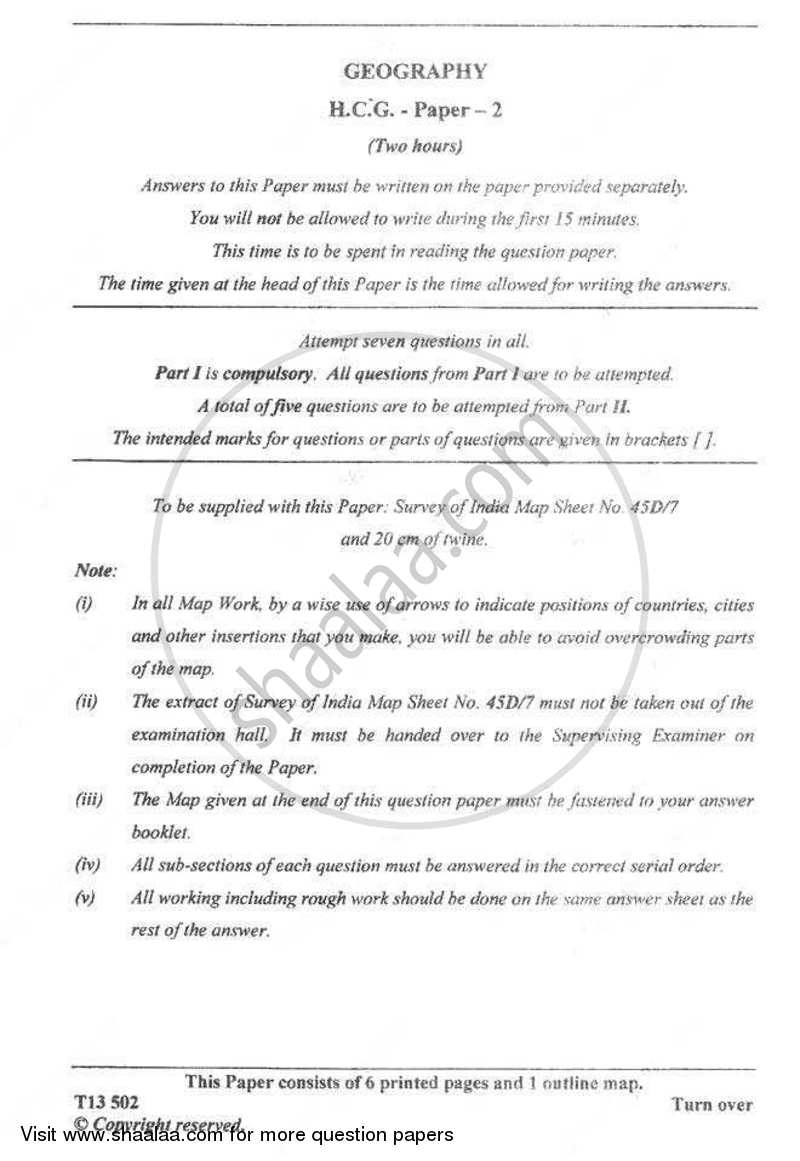 CISCE ICSE Class 10th Geography Specimen Question Paper See, 44% OFF