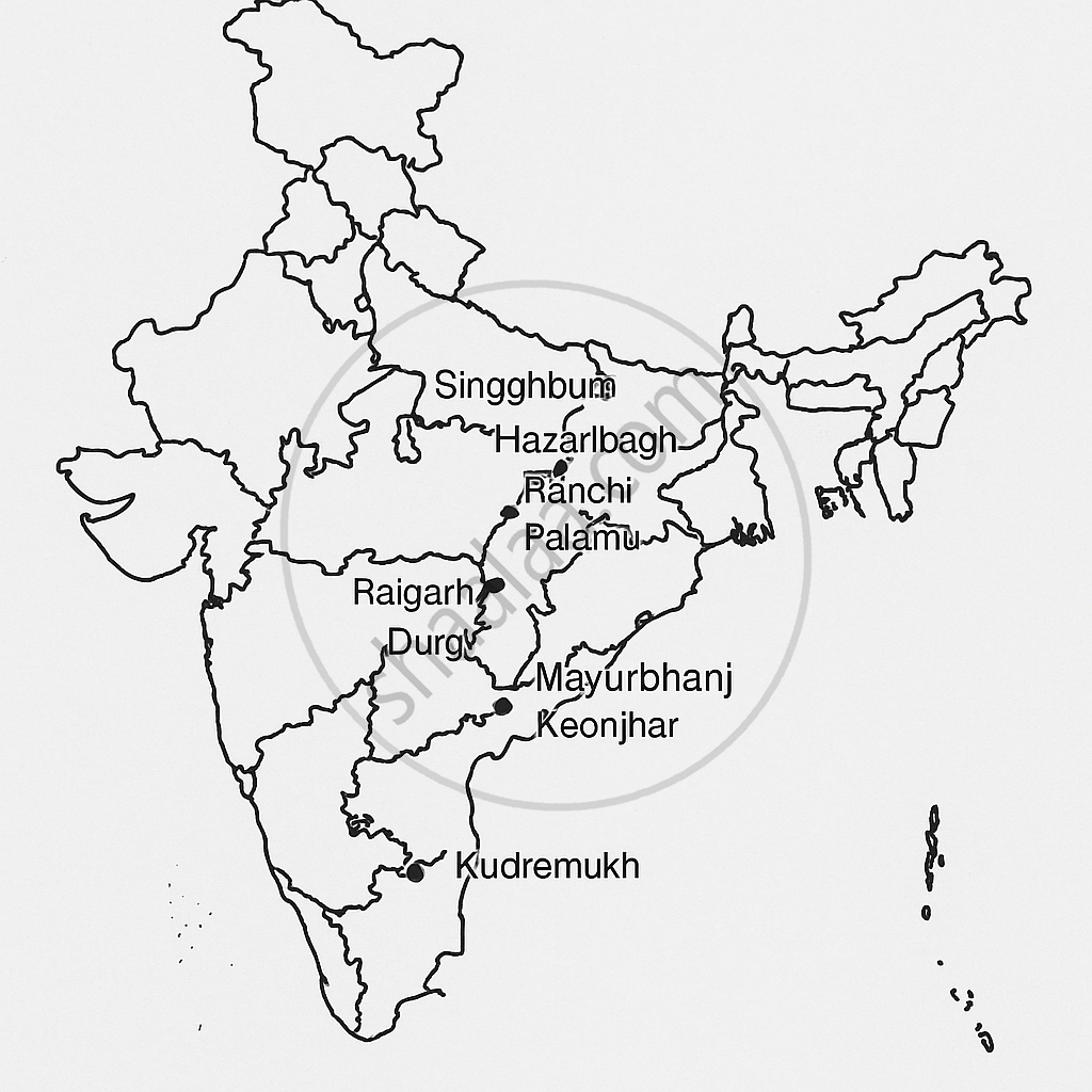 On the outline map of India, locate and label the following: Following ...
