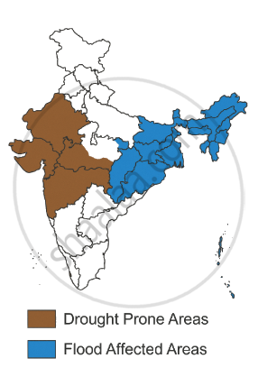 Show the following on an outline map of India: i. Drought prone areas ...