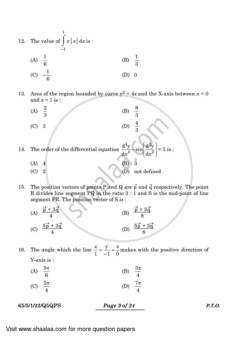 Mathematics 2023-2024 Commerce (English Medium) Class 12 Delhi Set - 1 ...