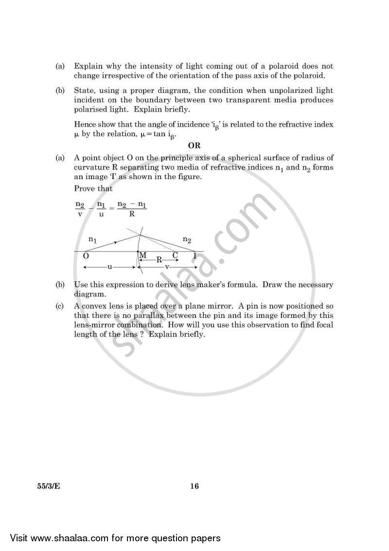Physics 2015 2016 Science English Medium Class 12 All India Set 3 E