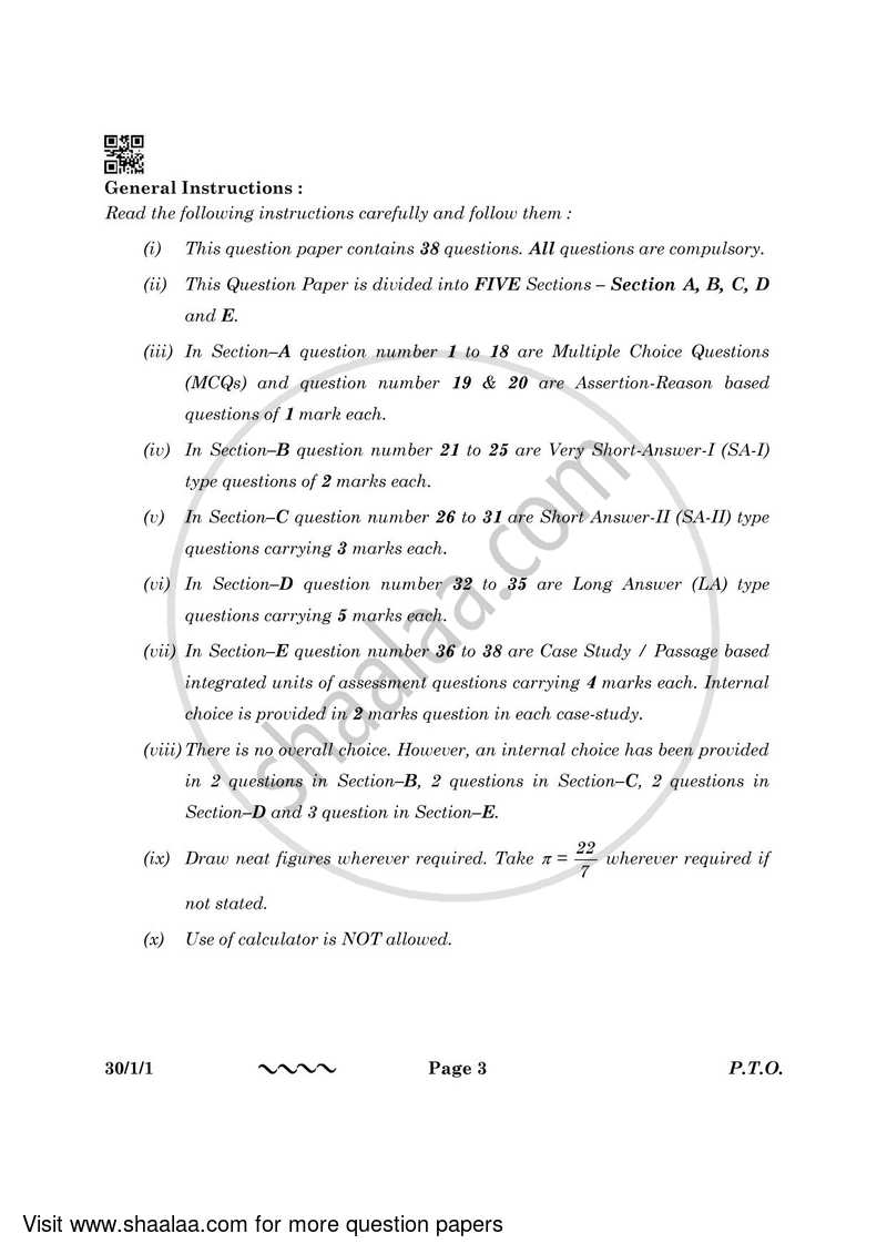 Mathematics 2022-2023 English Medium Class 10 Standard - 30/1/1 question paper with PDF download ...