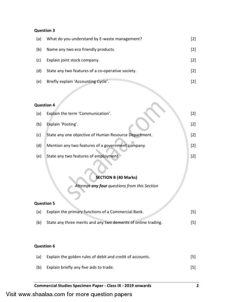 Commercial Studies 2018 2019 English Medium ICSE Class 9 Set 1 Commercial Studies 2018 2019 English Medium ICSE Class 9 Set 1