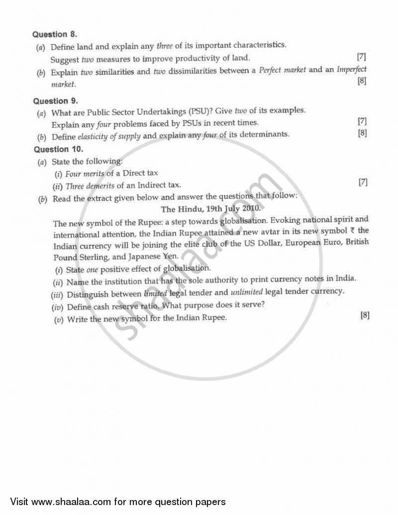 Economic Applications 2010 2011 English Medium ICSE Class 10 Question economic-applications-2010-2011-english-medium-icse-class-10-question
