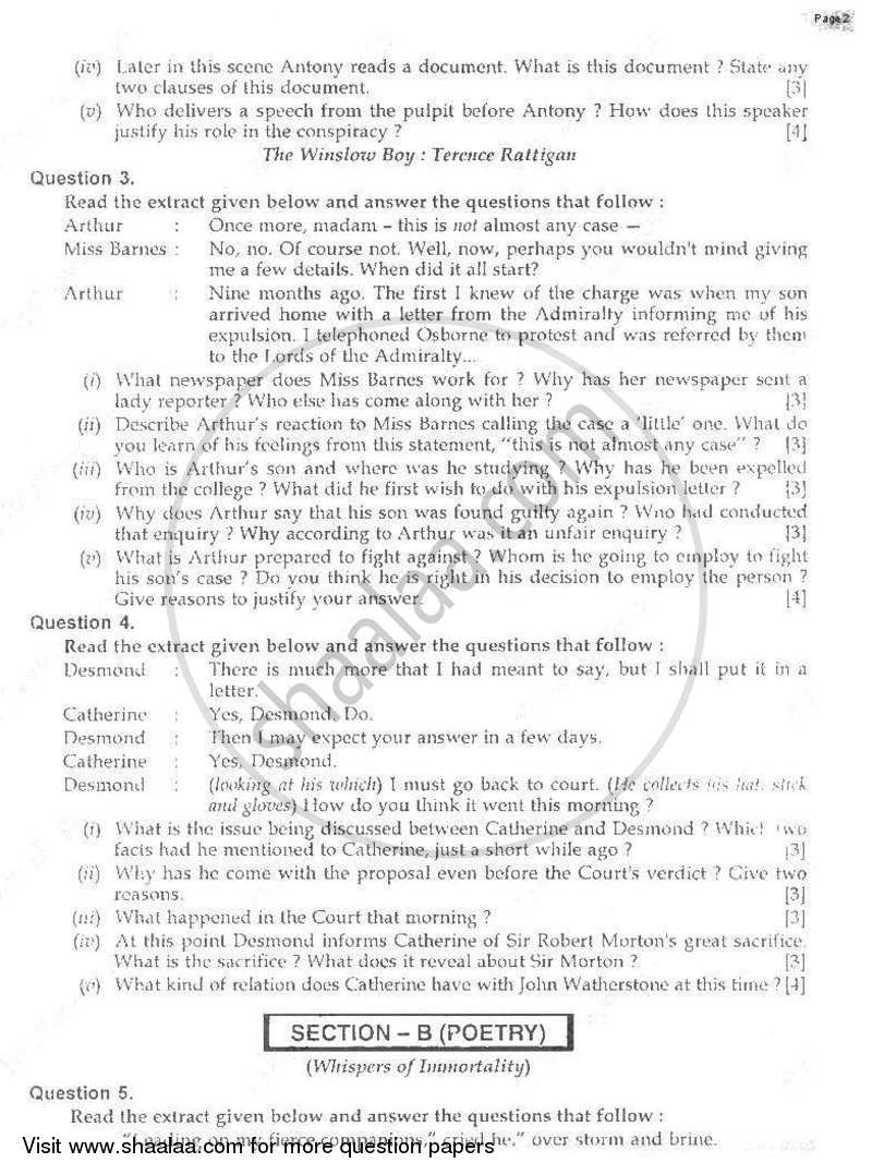 English 2 Literature In English 2008 2009 ICSE Class 10 Question English 2 Literature In English 2008 2009 ICSE Class 10 Question