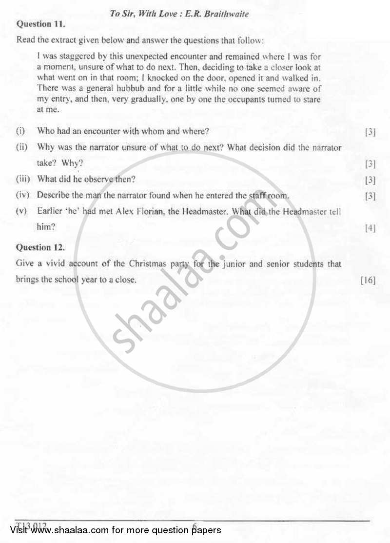 English 2 Literature In English 2012 2013 ICSE Class 10 Question
