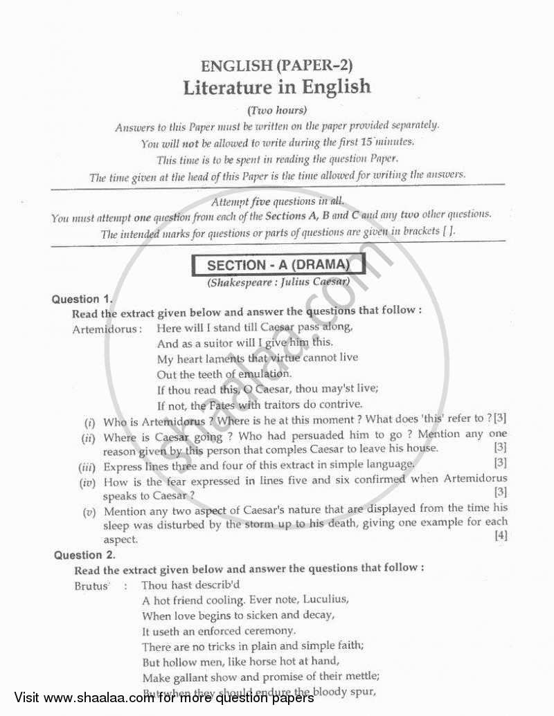 English 2 Literature In English 2009 2010 English Medium ICSE Class