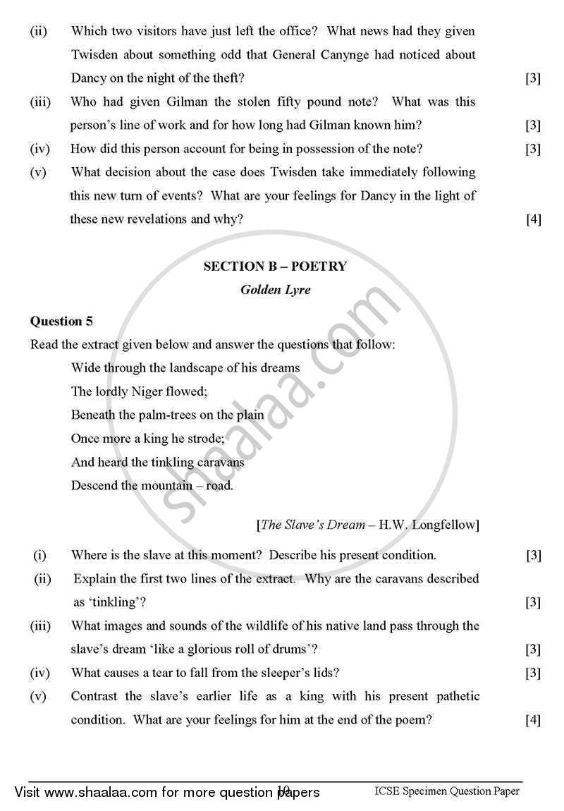 English 2 Literature In English 2012 2013 English Medium ICSE Class