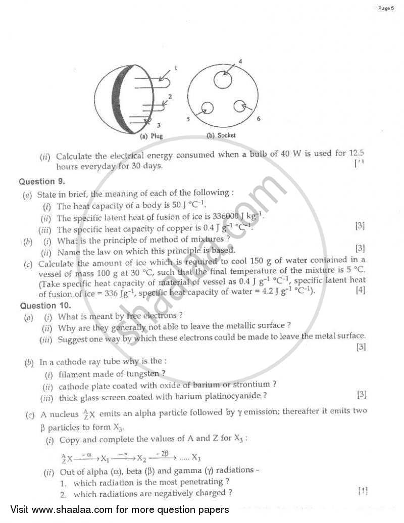 Physics 2008-2009 (English Medium) ICSE Class 10 question paper with PDF download | Shaalaa.com