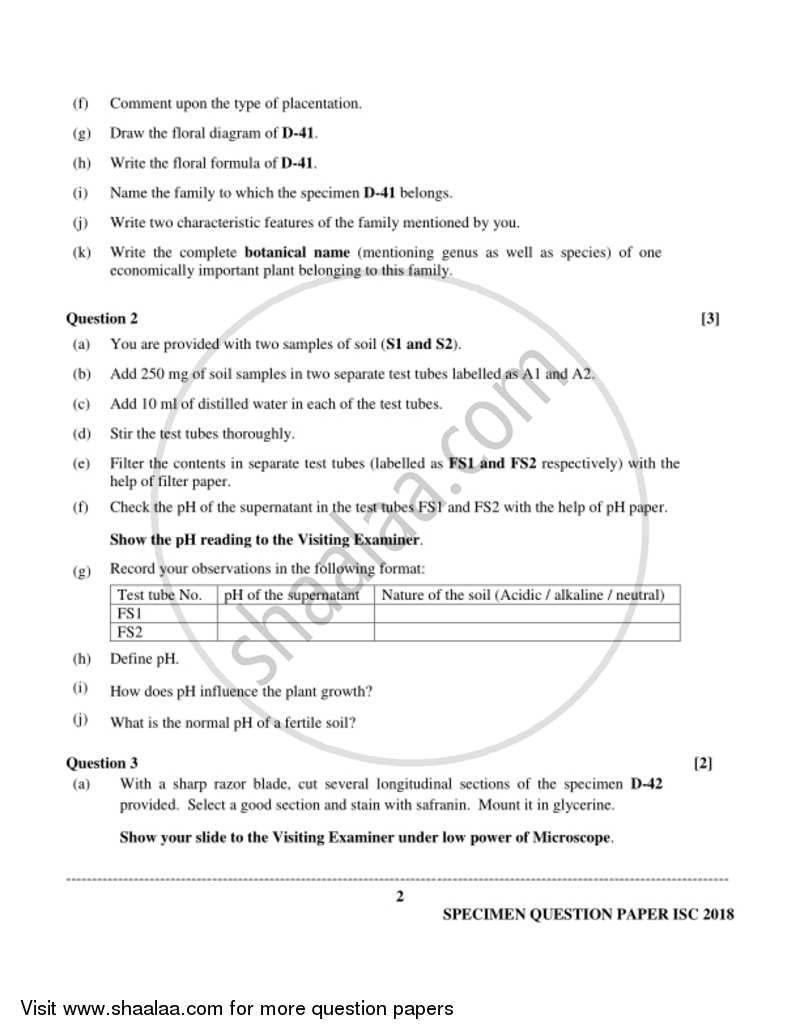 Biology (Practical) 2017-2018 (Science) ISC Class 12 Set 1 question ...