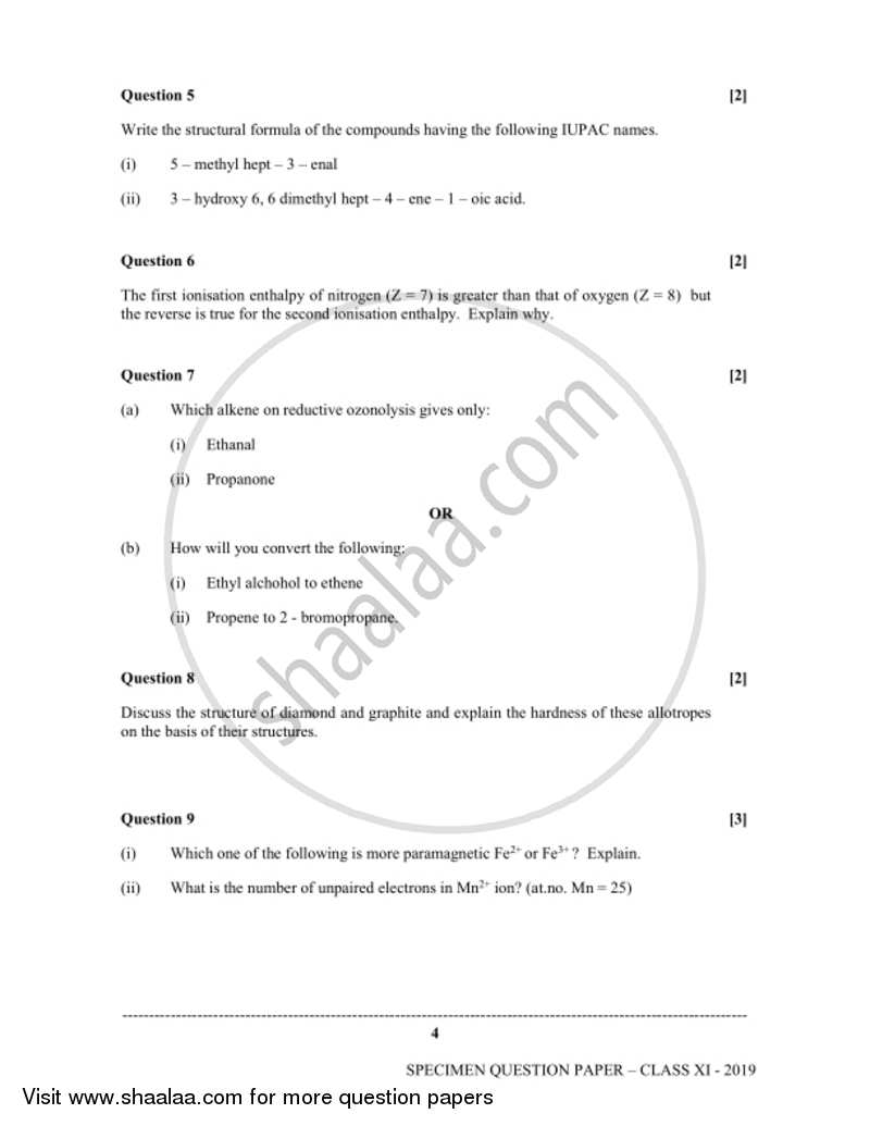 Chemistry (Theory) 2018-2019 (Science) ISC Class 11 Set 1 question ...