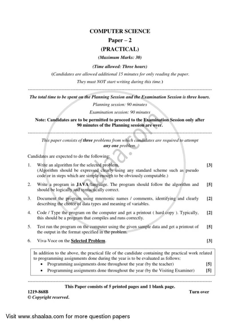 Computer Science Practical 2018 2019 Science ISC Class 12 Set 1 Computer Science Practical 2018 2019 Science ISC Class 12 Set 1