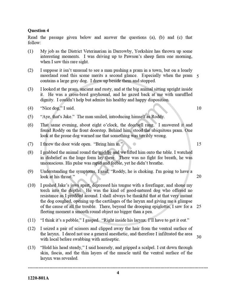 English Language 2019-2020 ISC (Commerce) Class 12 Official question ...