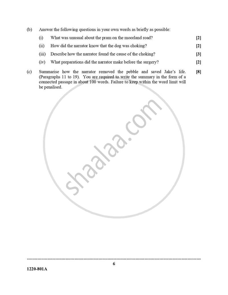 English Language 2019-2020 ISC (Commerce) Class 12 Official question ...