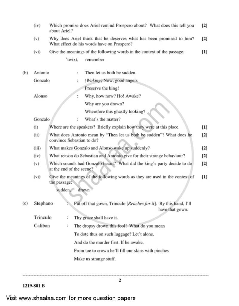English Literature 2018-2019 (Science) ISC Class 12 Set 1 question ...
