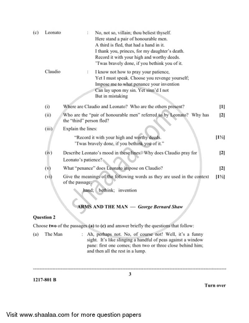 English Literature In English 2016 2017 ISC Commerce Class 12 Set 1