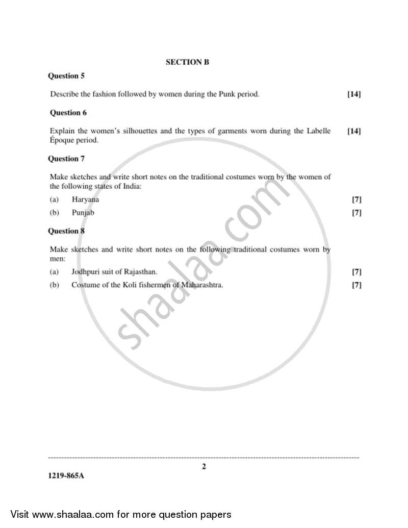 Fashion Designing (Theory) 2018-2019 (Science) ISC Class 12 Set 1 ...