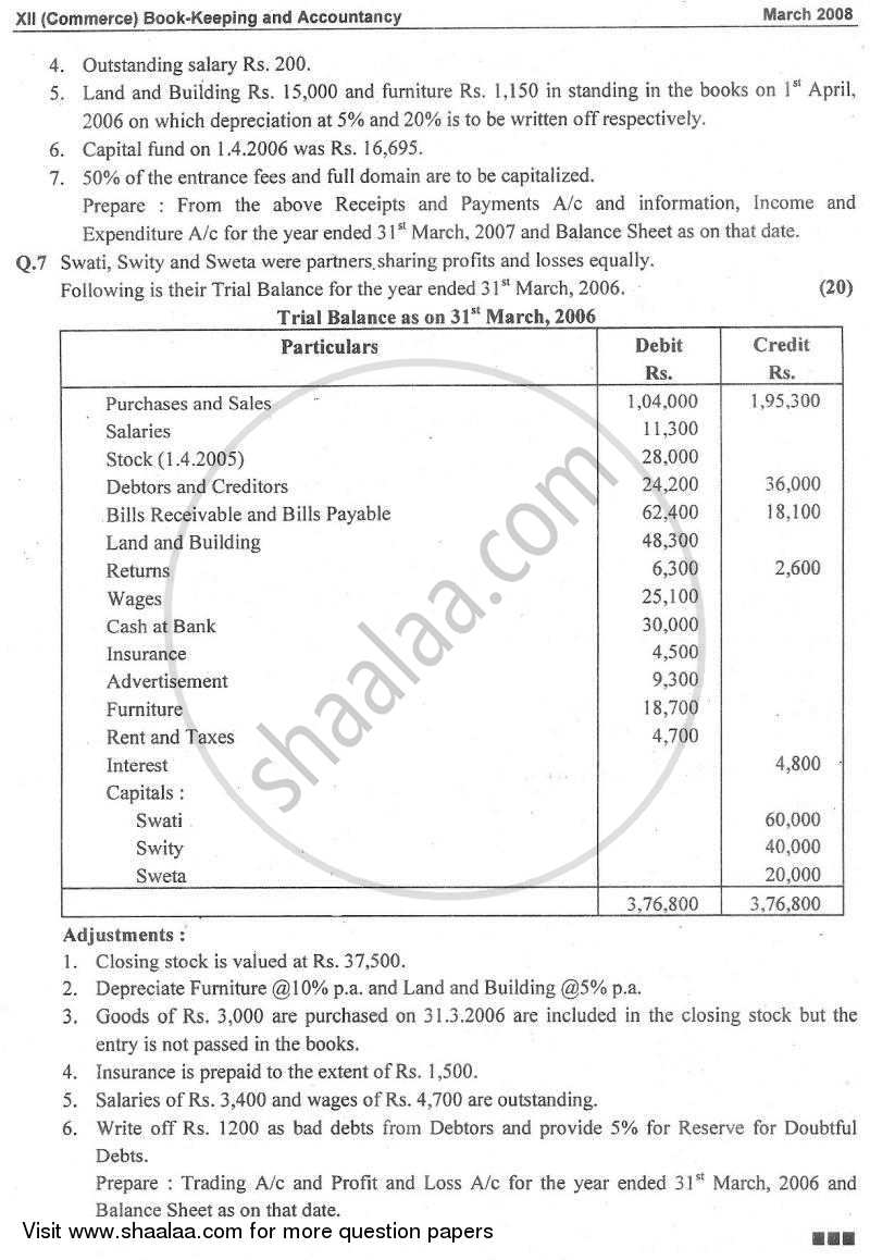 Book Keeping and Accountancy 2007-2008 HSC Commerce (English Medium ...