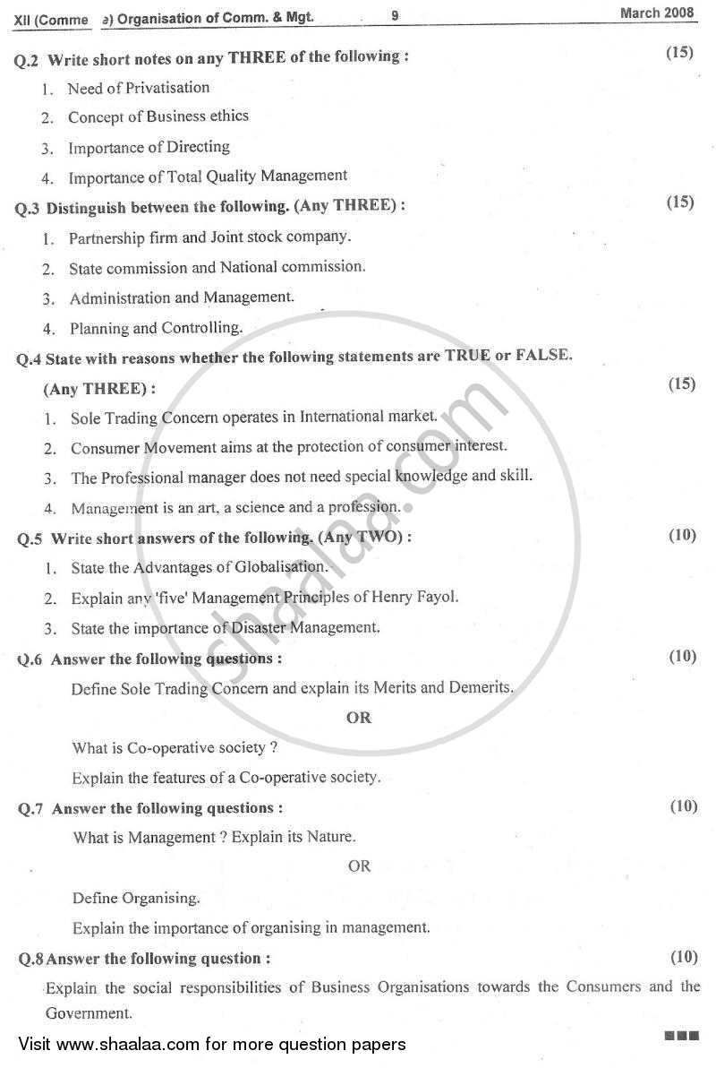 Organisation of Commerce and Management 2007-2008 HSC Commerce (English ...