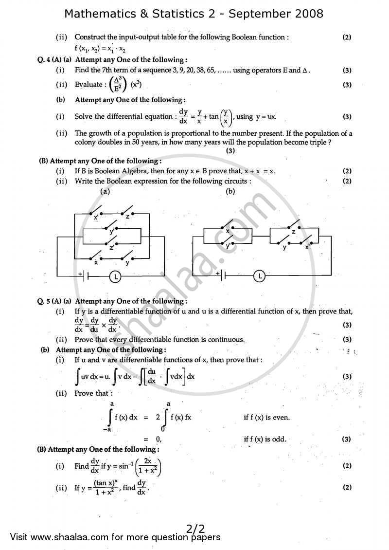 Mathematics and Statistics 2 2007-2008 HSC Science (General) 12th ...