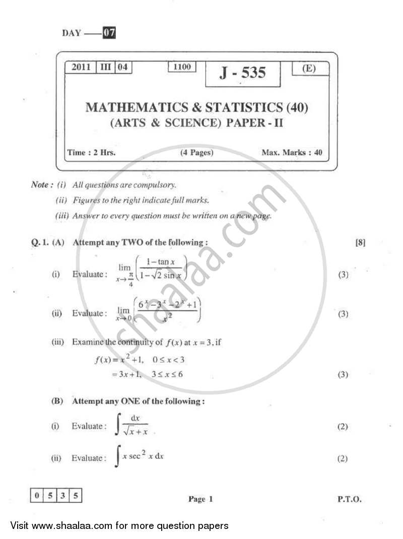 Mathematics And Statistics 2 2010 2011 HSC Commerce Marketing And Mathematics And Statistics 2 2010 2011 HSC Commerce Marketing And