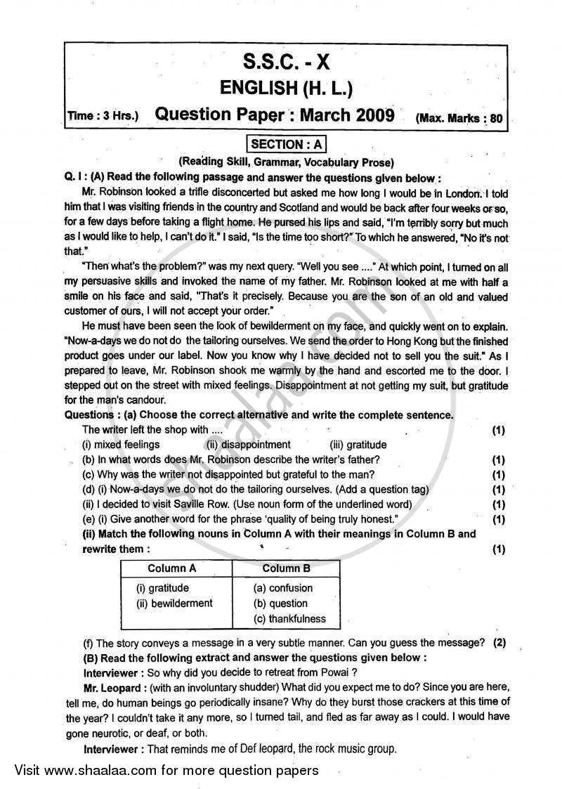 Ssc 10th Class English Subject Paper 2 Prefinal Exam Question Paper Ssc 10th Class English Subject Paper 2 Prefinal Exam Question Paper