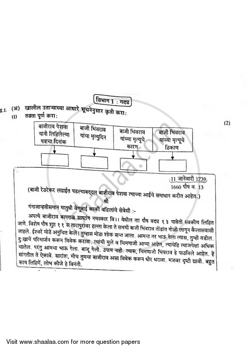 Marathi [मराठी] 2016-2017 SSC (Marathi Medium) 10th Standard Board Exam ...
