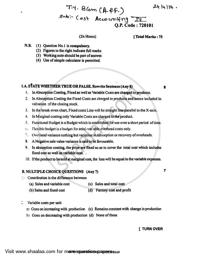 PDF T l charger Basic Questions In Cost Accounting Gratuit PDF