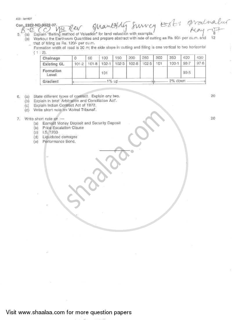 Quantity Survey Estimation and Valuation 2006-2007 BE Civil Engineering ...