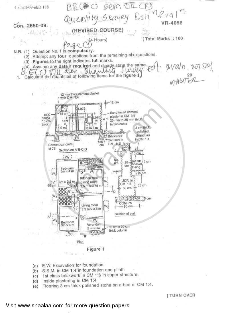 Quantity Survey Estimation and Valuation 2008-2009 BE Civil Engineering ...