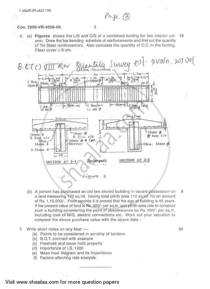Quantity Survey Estimation and Valuation 2008-2009 BE Civil Engineering ...