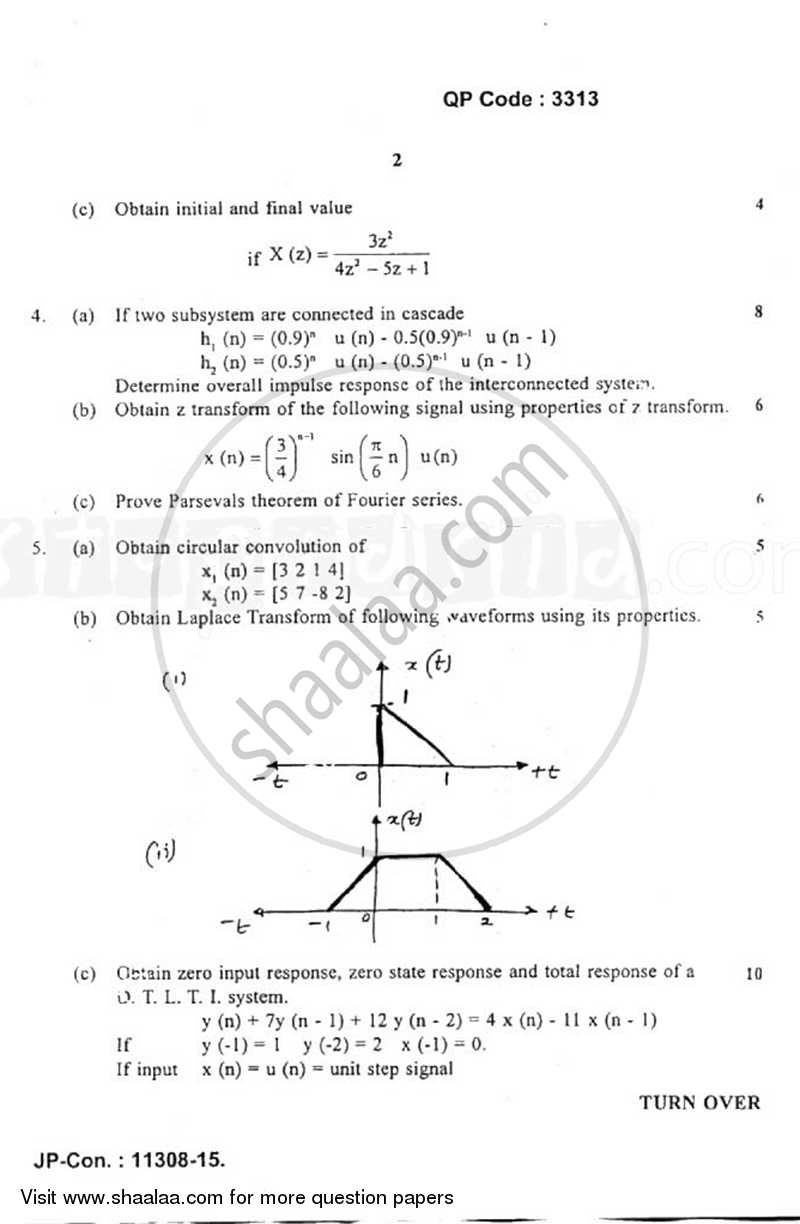 Signals and Systems 2014-2015 BE Electronics Engineering Semester 5 (TE Third Year) CBGS ...