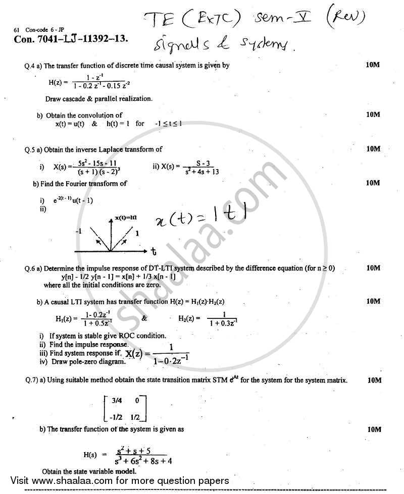 Signals and Systems 2013-2014 BE Electronics and Telecommunication ...