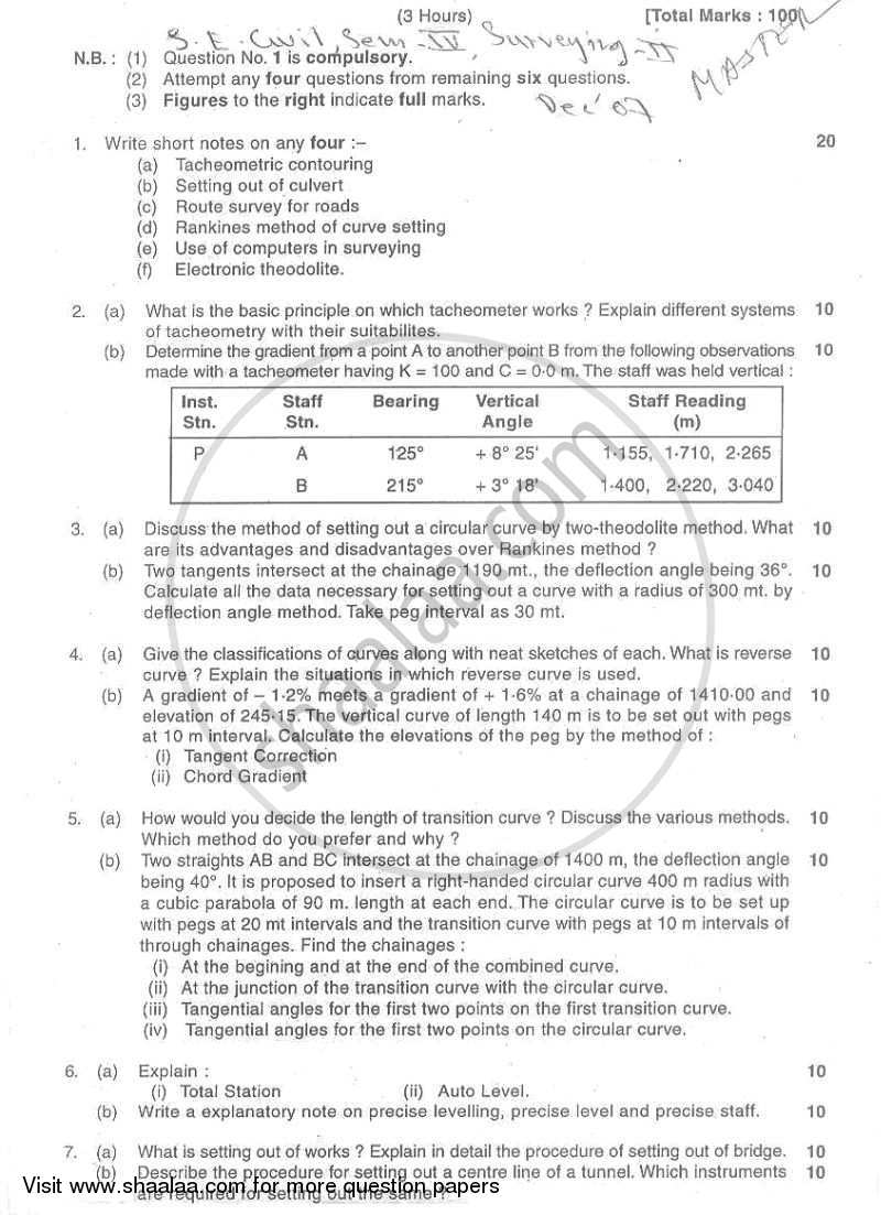 Surveying 2 2007-2008 BE Civil Engineering Semester 4 (SE Second Year ...