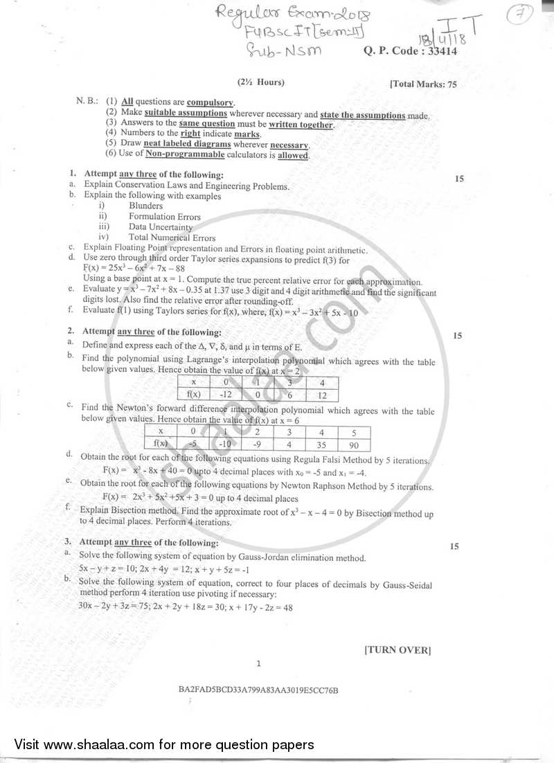 Numerical And Statistical Methods 2017 2018 B Sc IT Information Numerical And Statistical Methods 2017 2018 B Sc IT Information