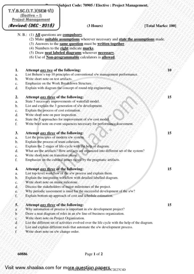 Project Management 2017 2018 B Sc IT Information Technology IDOL