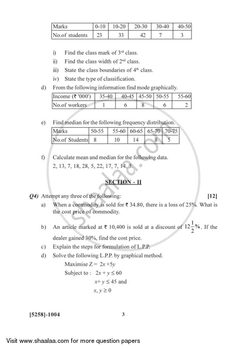 Business Mathematics And Statistics 2017 2018 Bachelor Of Commerce B Business Mathematics And Statistics 2017 2018 Bachelor Of Commerce B