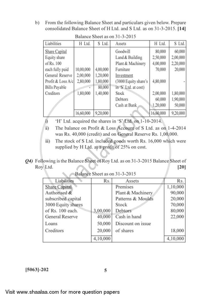 Corporate Accounting 2016 2017 Bachelor Of Commerce B Com 2nd Year