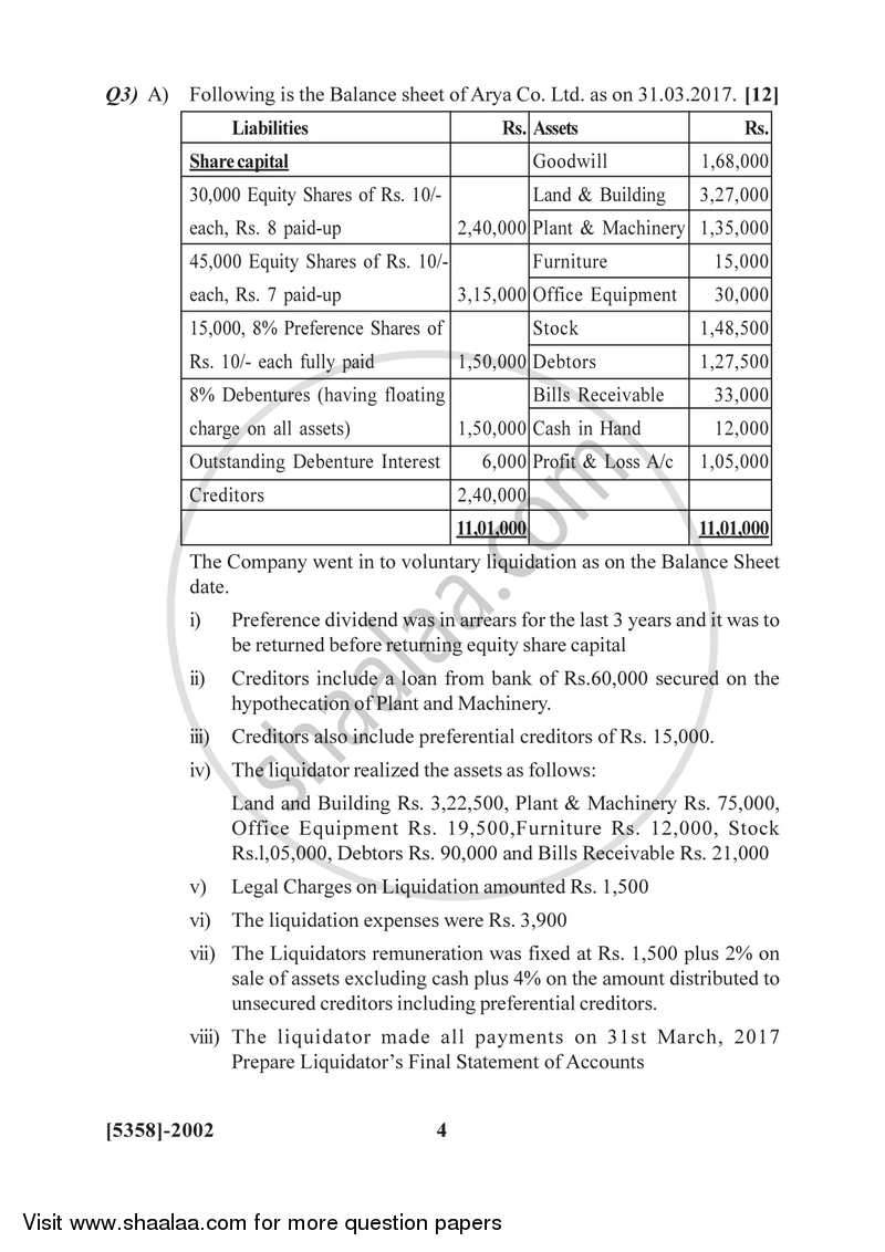 Corporate Accounting 2017 2018 Bachelor Of Commerce B Com 2nd Year