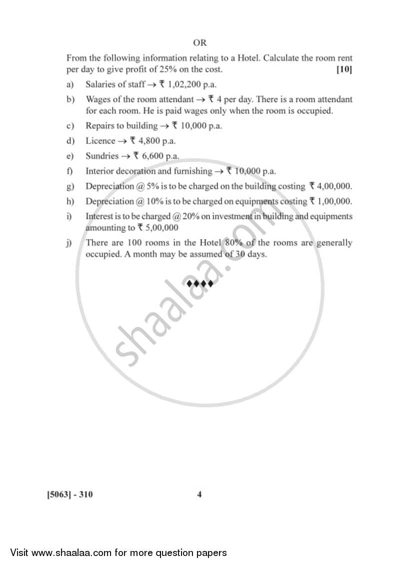Cost and Works Accounting 2 2016-2017 Bachelor of Commerce (B.Com) 3rd ...