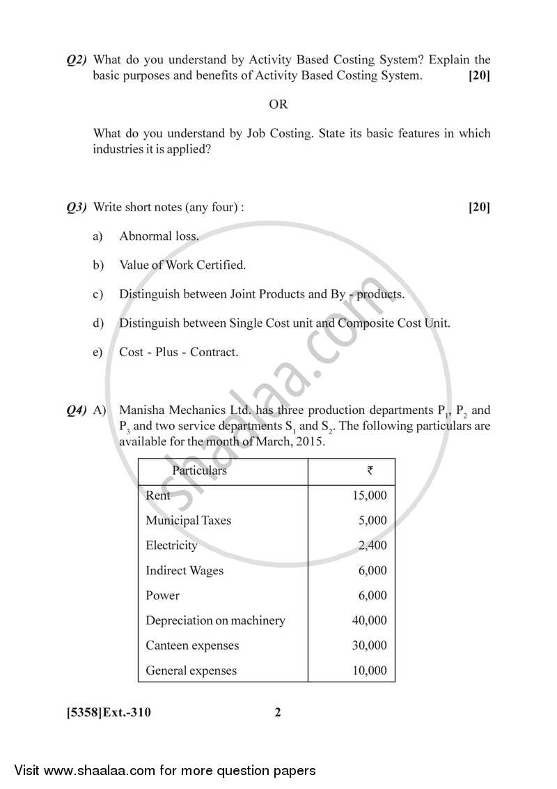 Cost and Works Accounting 2 2017-2018 B.Com (External) (Correspondence ...