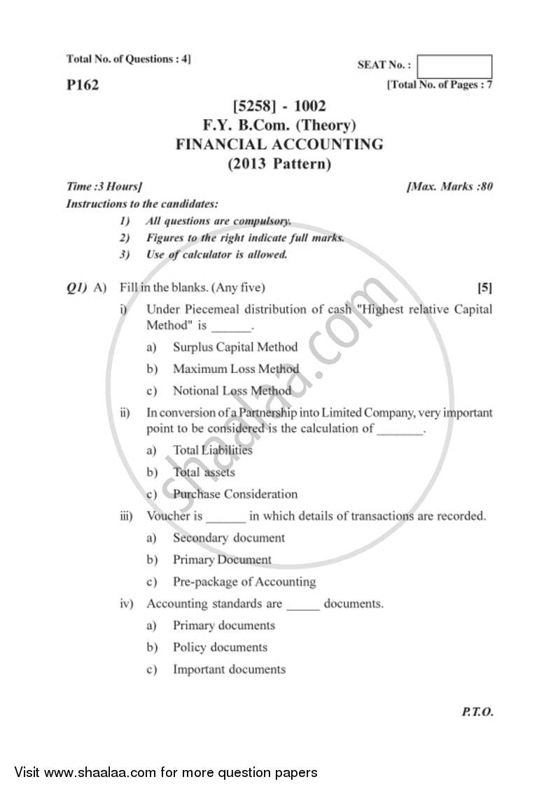 Accounting Entrance Exam Unt