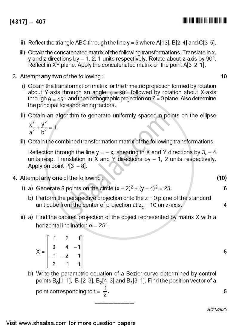 Computational Geometry 2013-2014 B.Sc Mathematics Semester 6 (TYBSc) question paper with PDF ...