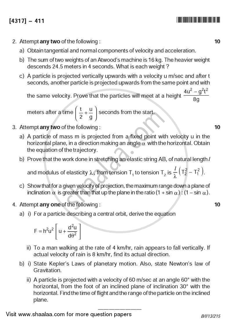 Dynamics 2013-2014 B.Sc Mathematics Semester 6 (TYBSc) question paper ...
