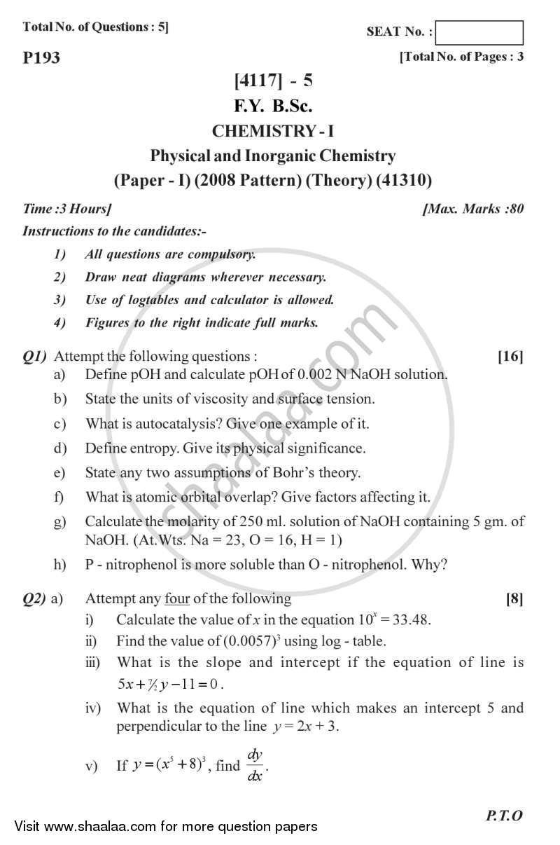 Physical And Inorganic Chemistry 2012 2013 B Sc Chemistry Semester 2 Physical And Inorganic Chemistry 2012 2013 B Sc Chemistry Semester 2