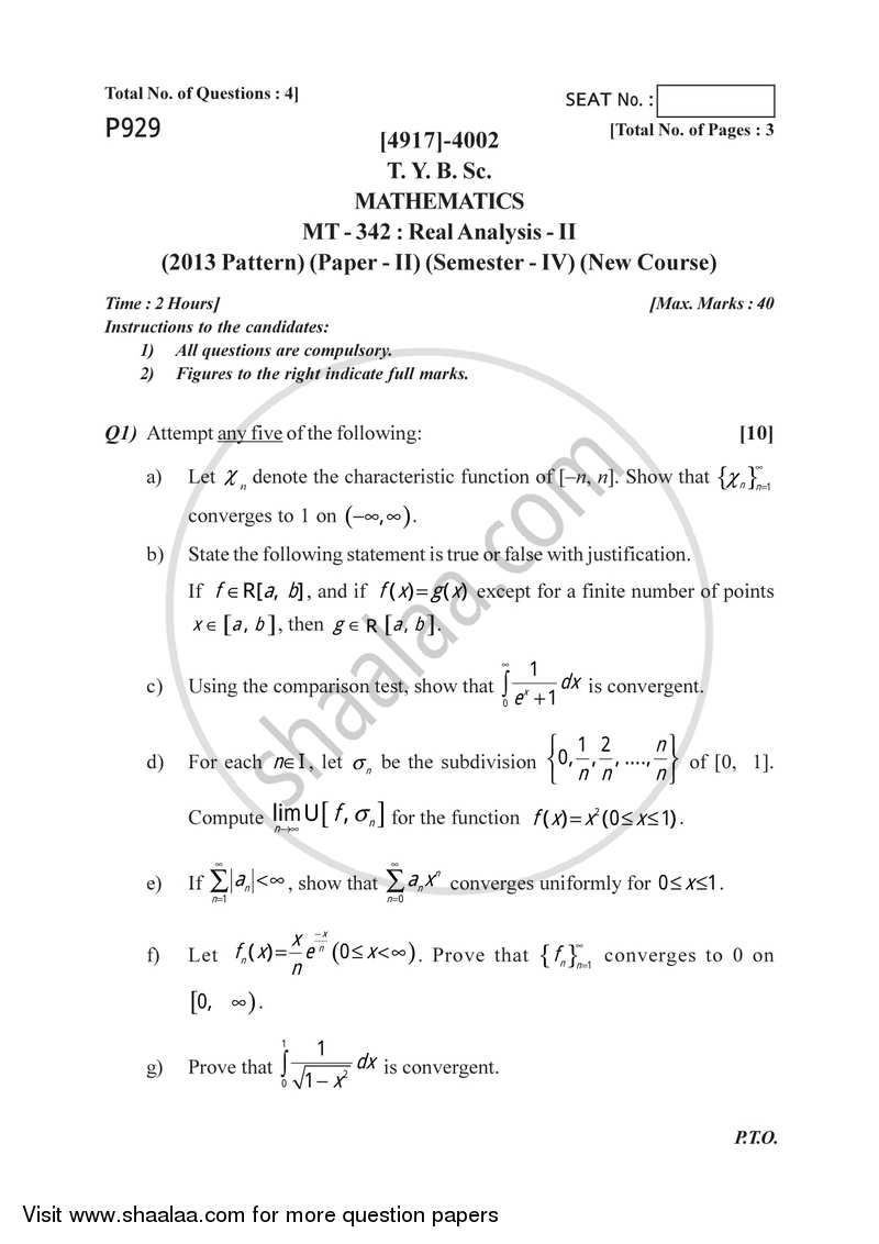 Real Analysis 2 2015-2016 B.Sc Mathematics Semester 6 (TYBSc) 2013 ...
